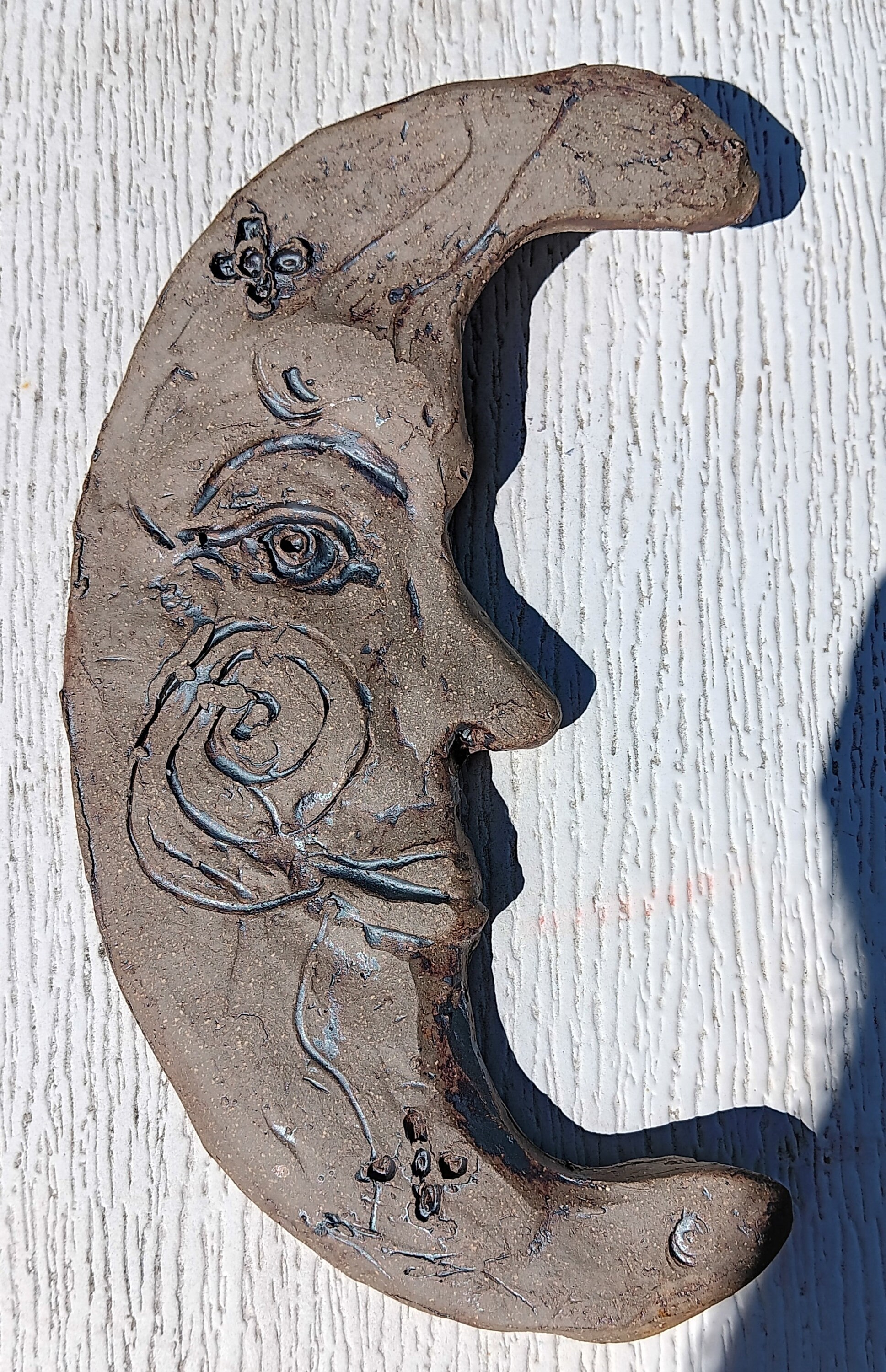 Crescent Moon With Swirls and Fired to Stoneware 9 in Tall 6 in Wide ...