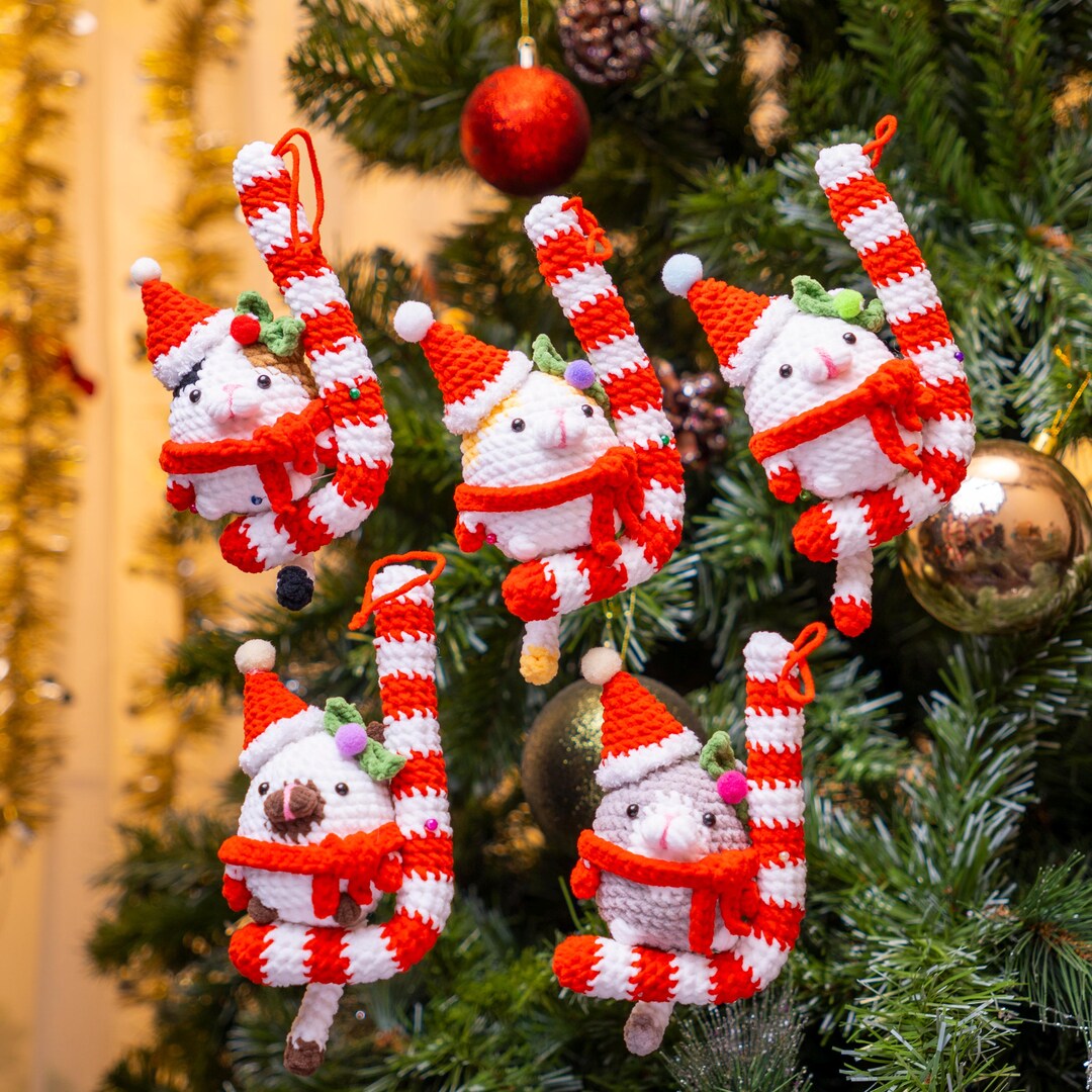 5in1 Chubby Cat Christmas Crochet Pattern Bundle, Christmas Car Hanging ...
