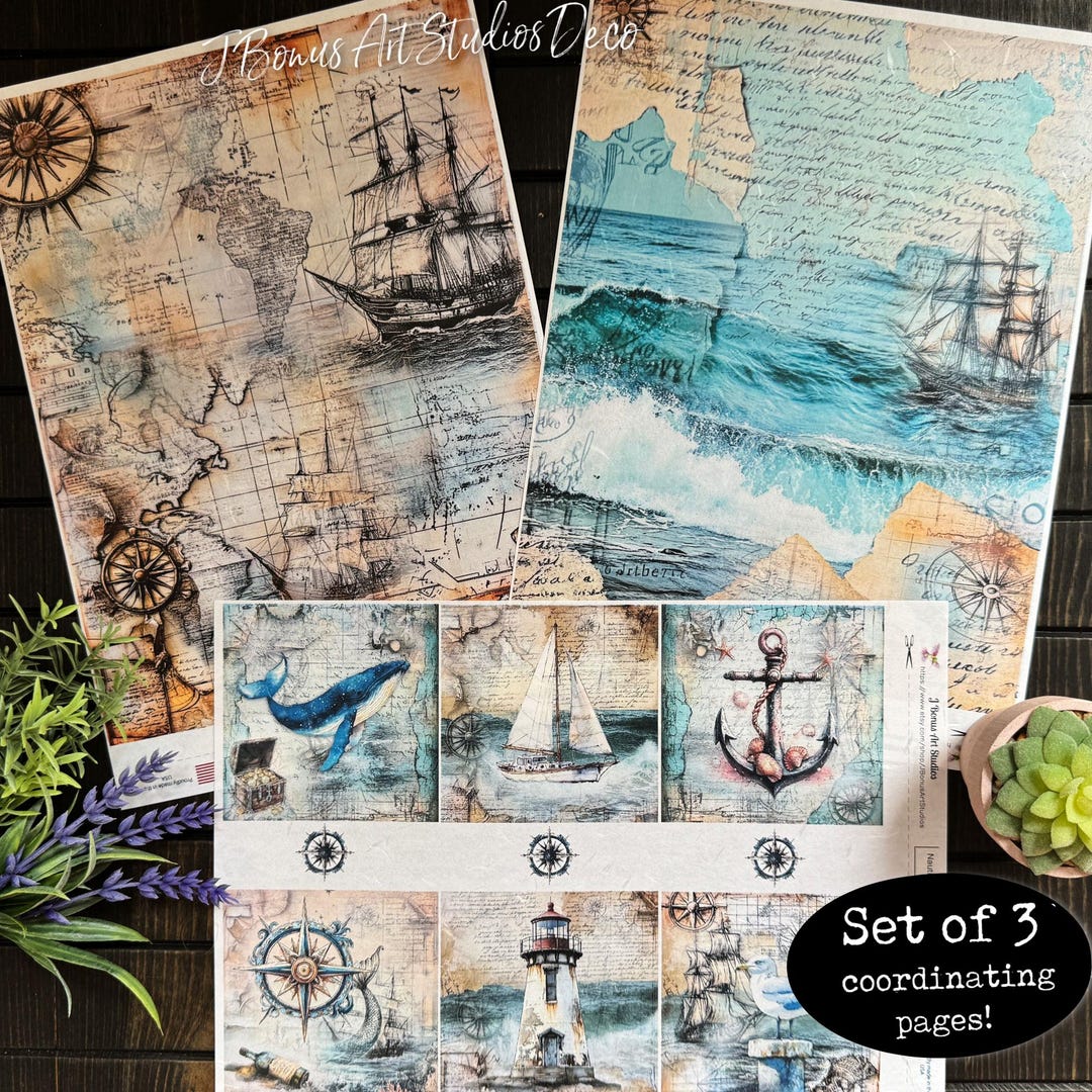 Nautical Decoupage Bundle of 3 Size A4 Rice Paper, Small DIY Craft ...