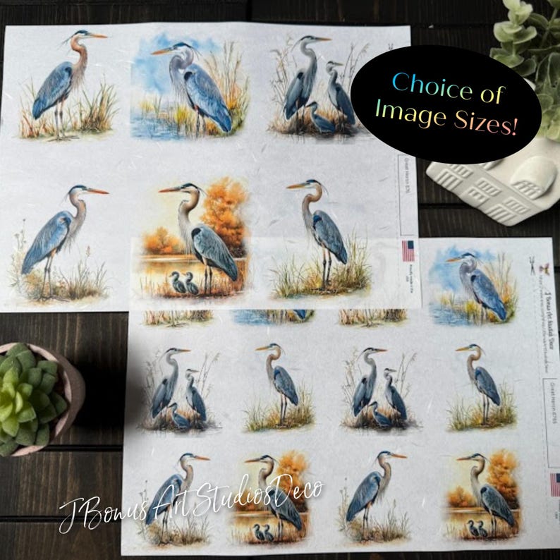 Great Heron Decoupage Paper, Bird A4 Rice Paper for Small Craft Project ...
