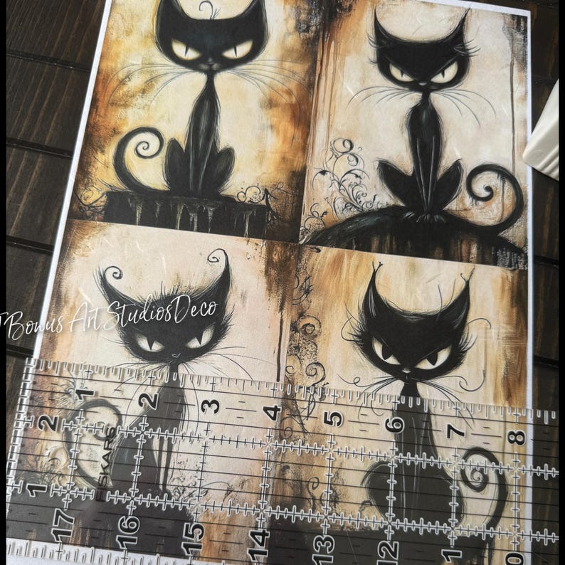 Black Cat Decoupage Paper, Halloween A4 Rice Paper for Small Craft ...