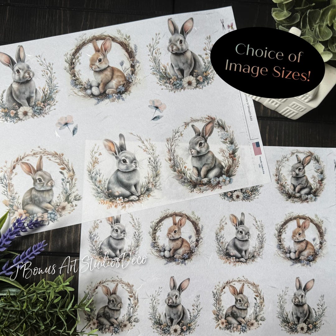 Bunny Decoupage Paper, Spring Rabbit A4 Rice Paper for Small Craft ...