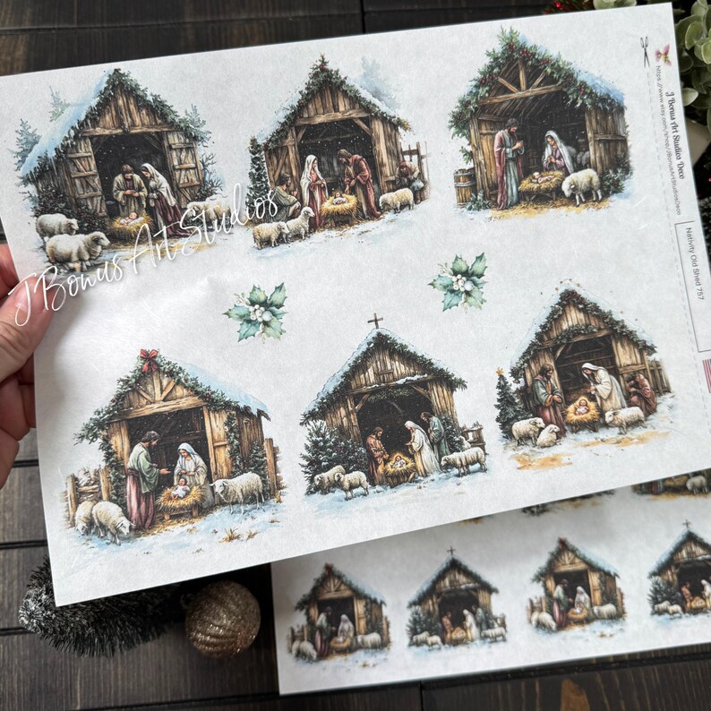 Barn Nativity Decoupage Paper, Christmas A4 Rice Paper for Small Craft ...