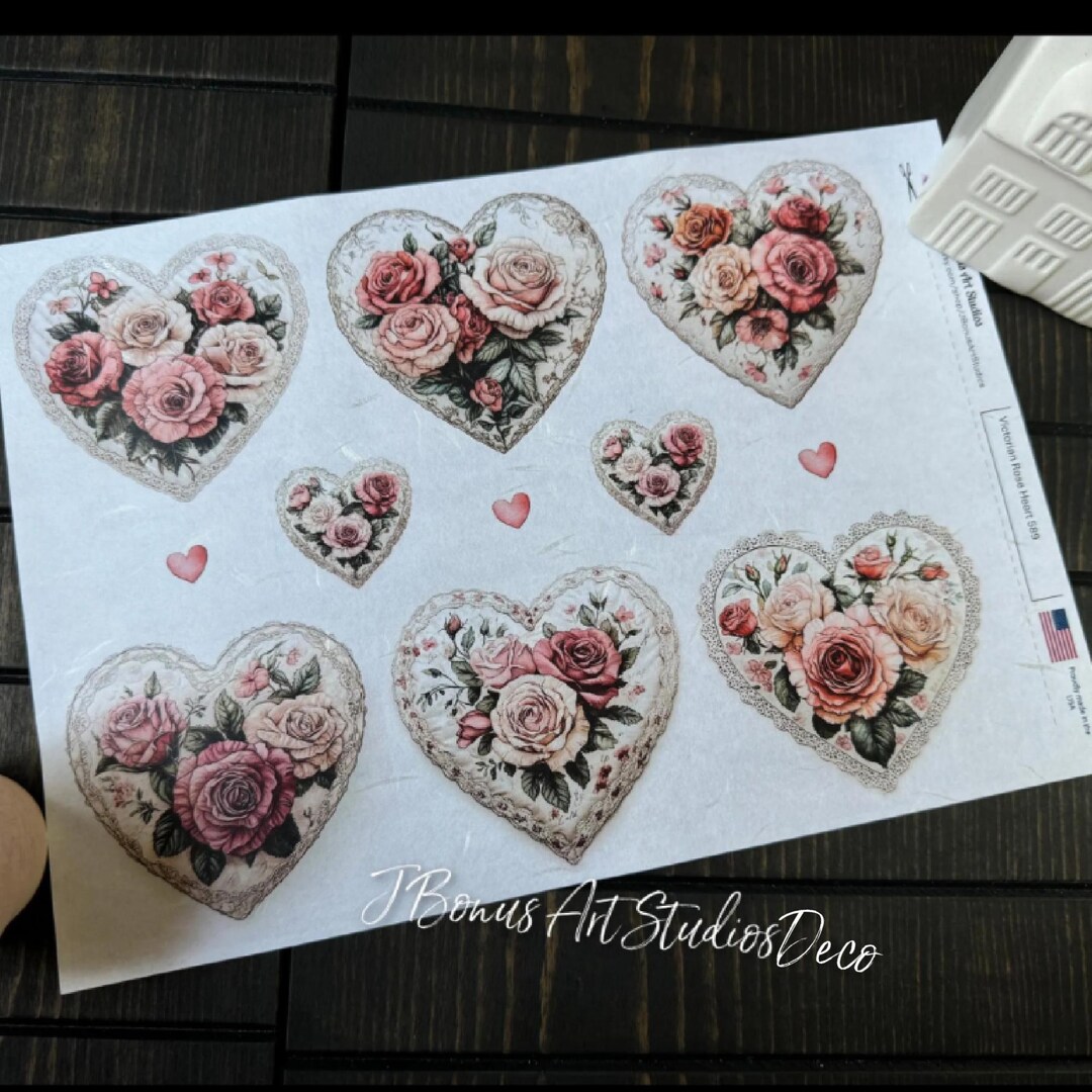 Victorian Heart Decoupage A4 Rice Paper, Small Craft Project, Ephemera ...