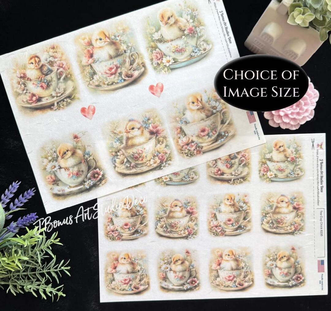 Decoupage Rice Paper, Tea Cup Chick Ephemera Collage Sheet (A4) 823 - Etsy