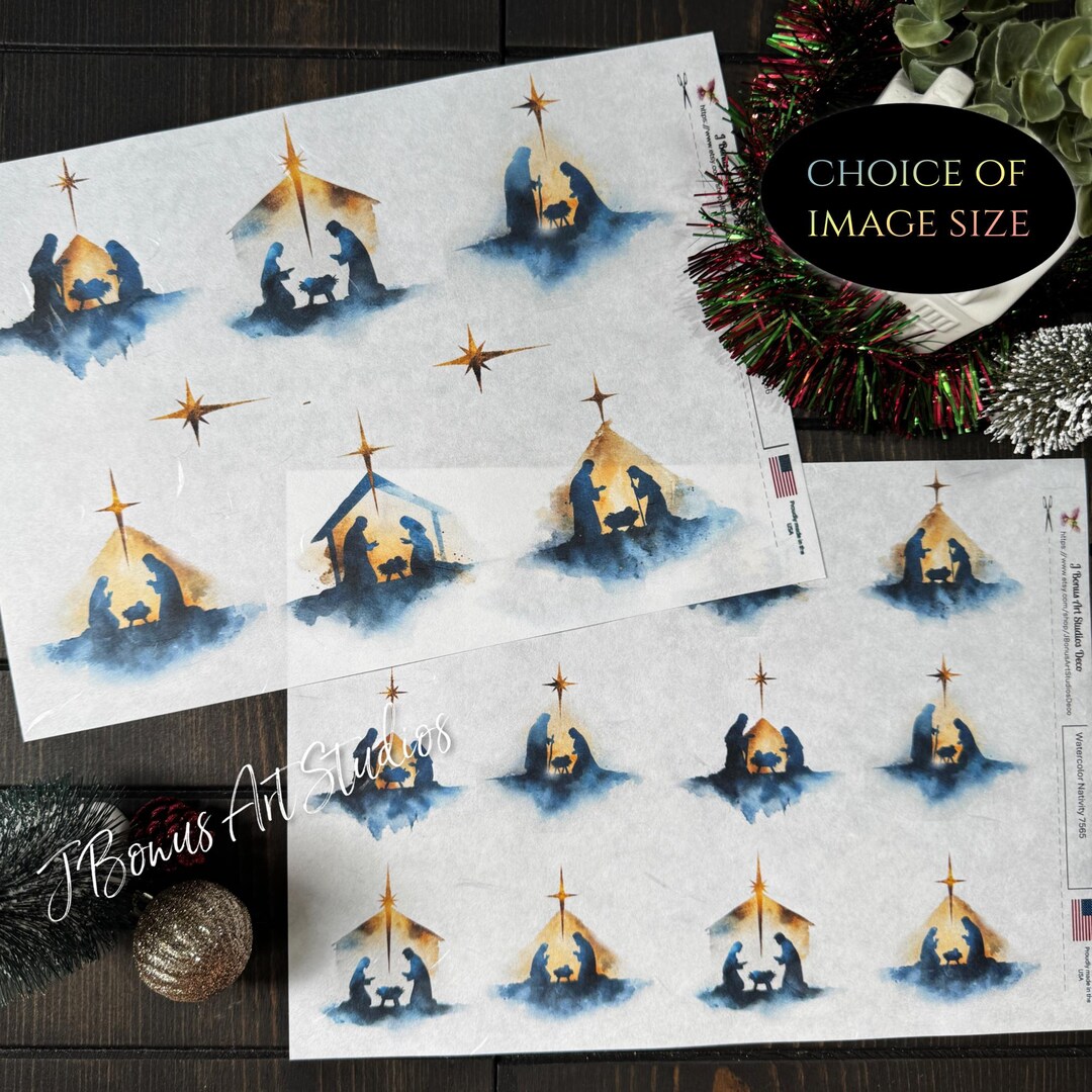 Watercolor Nativity Decoupage Paper, Christmas A4 Rice Paper Small ...