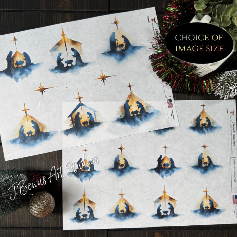 Watercolor Nativity Decoupage Paper, Christmas A4 Rice Paper Small ...