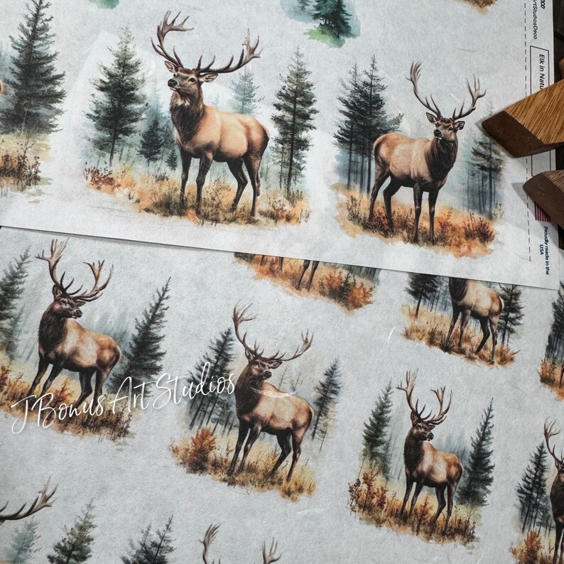 Elk Decoupage Paper, Sunset A4 Rice Paper, Small Crafts, North American ...