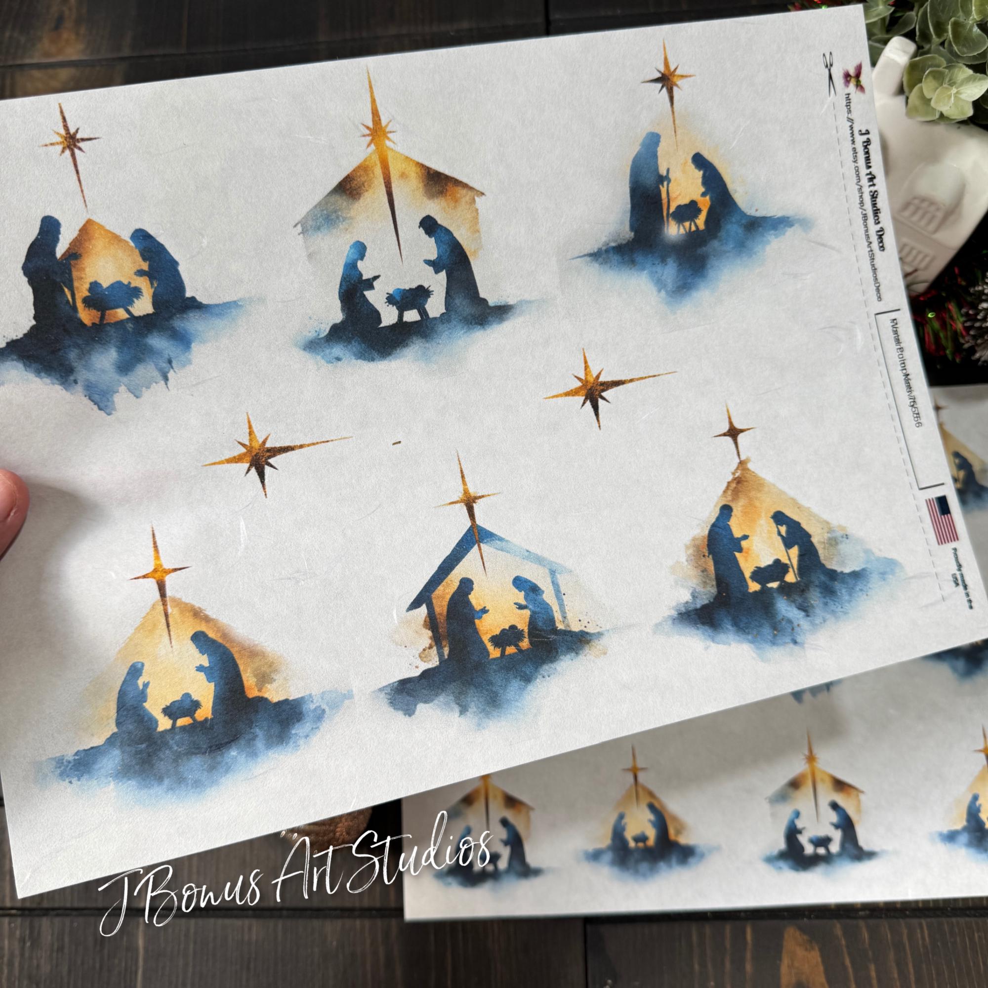 Watercolor Nativity Decoupage Paper, Christmas A4 Rice Paper Small ...