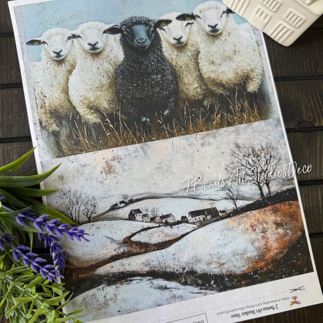 Primitive Sheep Decoupage Paper, Vintage Barn A4 Rice Paper for Small ...