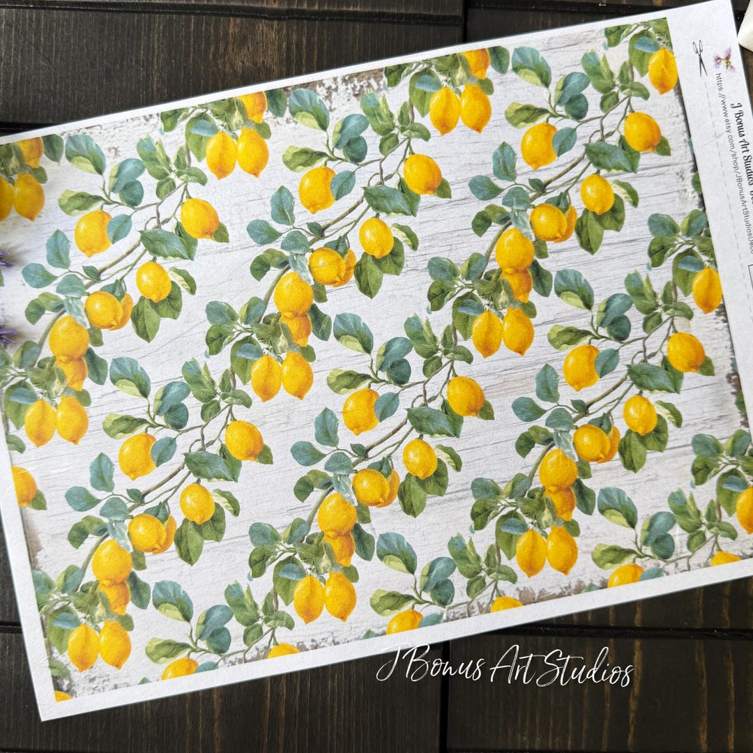 Lemon Decoupage Paper, Vintage A4 Rice Paper for Small Craft Project ...