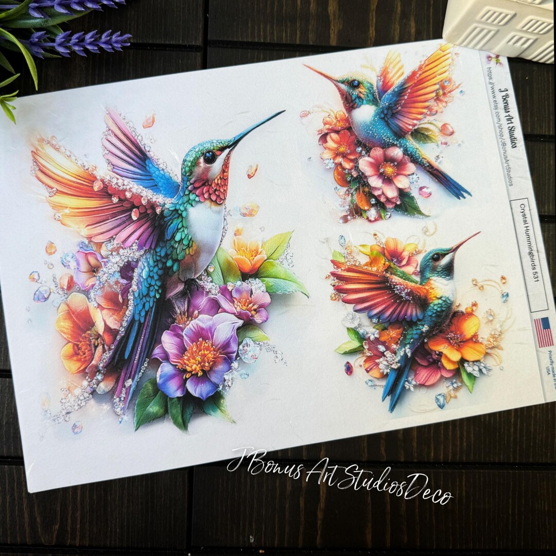 Hummingbird Decoupage A4 Rice Paper, Small DIY Craft Project, Ephemera ...