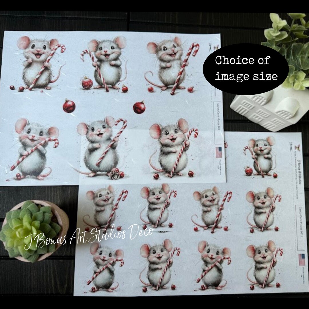 Christmas Mouse Decoupage Paper, A4 Rice Paper, Small Craft Project ...