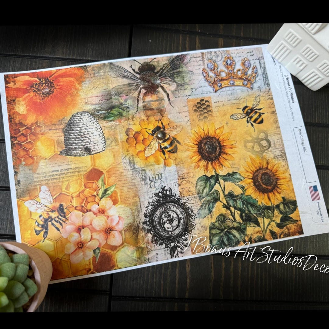 Bees, A4 Rice Paper, Small Craft Decoupage Projects, Ephemera Junk ...