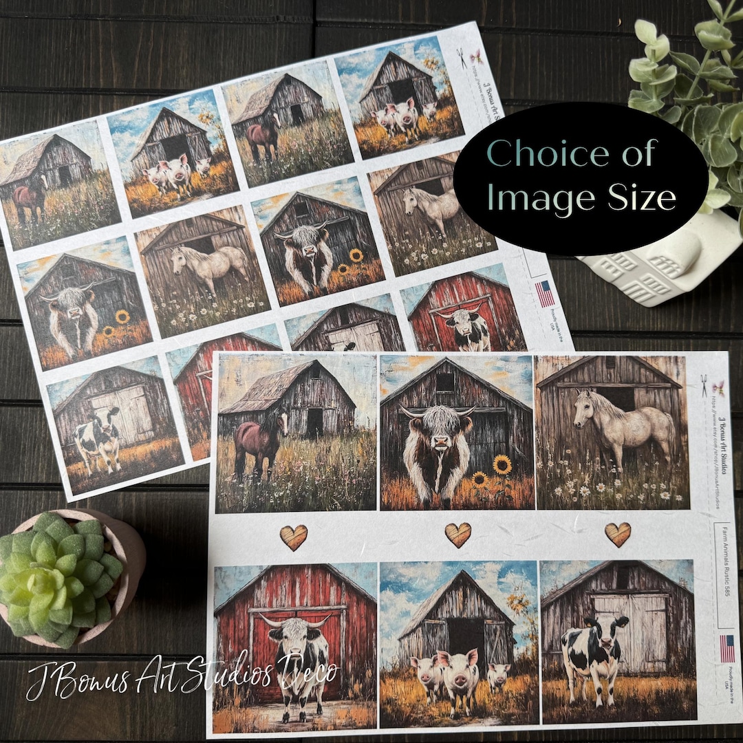 Farm Decoupage Paper, A4 Rice Paper, Small Craft Project, Ephemera Junk ...