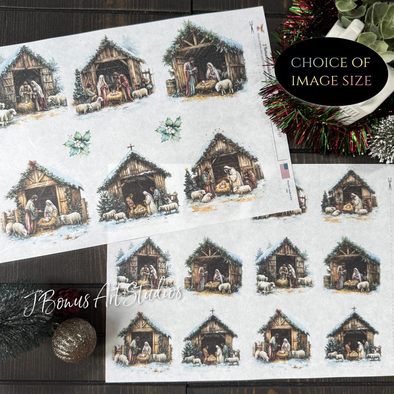 Barn Nativity Decoupage Paper, Christmas A4 Rice Paper for Small Craft ...
