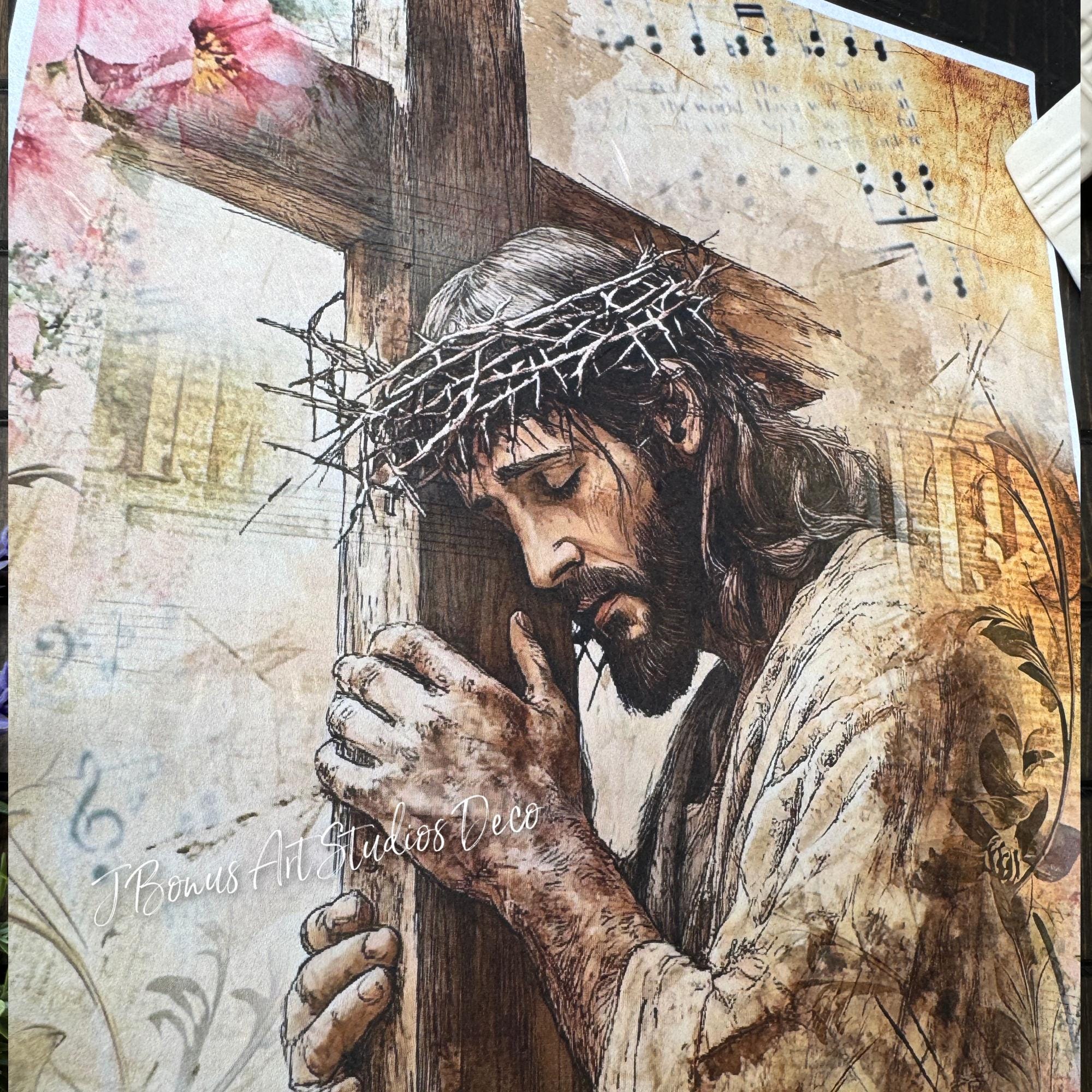 Jesus Cross Decoupage A4 Rice Paper, Small DIY Craft Project, Ephemera ...