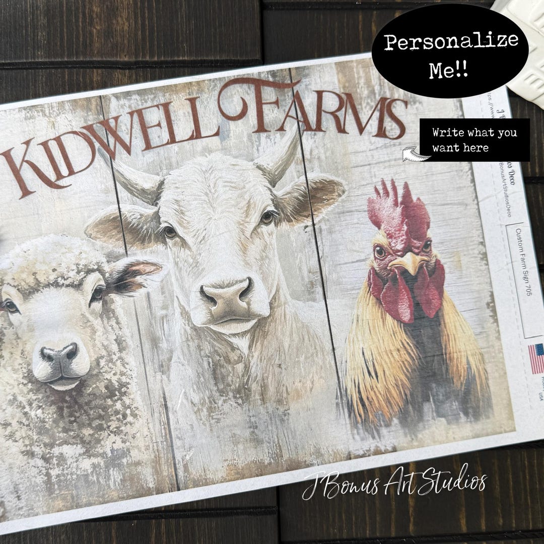 CUSTOM Farm Decoupage Paper, Cow, Sheep, Rooster, A4 Rice Paper for ...