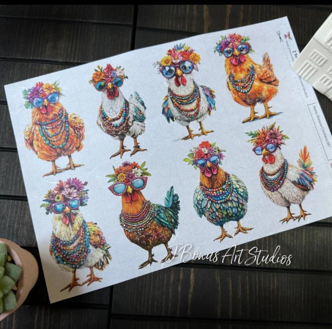 Chicken Decoupage Paper, A4 Rice Paper, Small Craft Projects, Ephemera ...