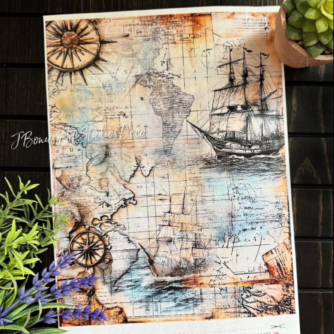 Nautical Decoupage Rice Paper, A4 Small Craft Projects, Ephemera Junk ...