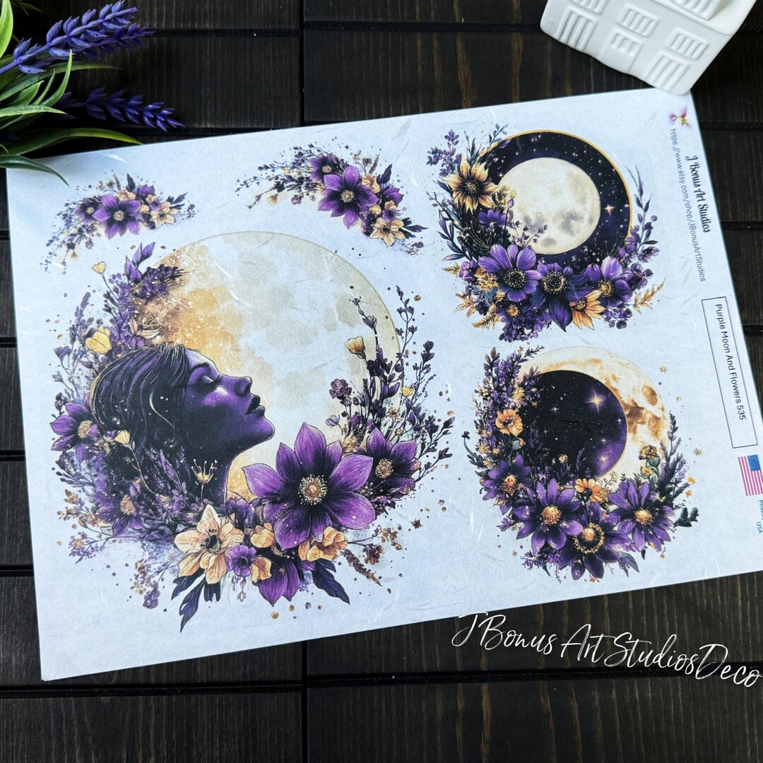 Moon Decoupage A4 Rice Paper, Small DIY Craft Project, Ephemera Junk ...