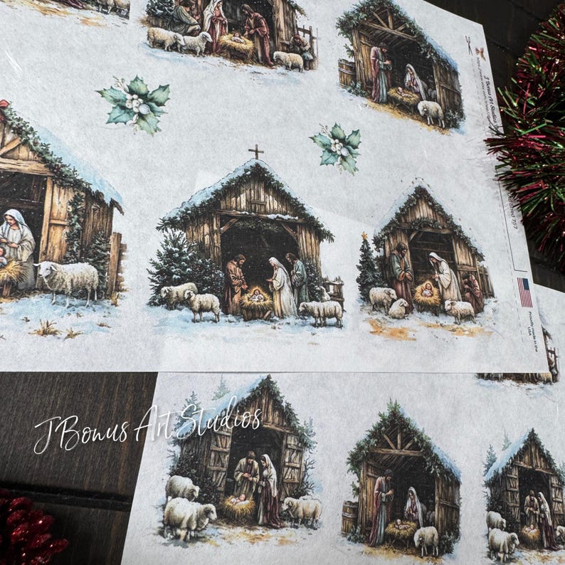 Barn Nativity Decoupage Paper, Christmas A4 Rice Paper for Small Craft ...