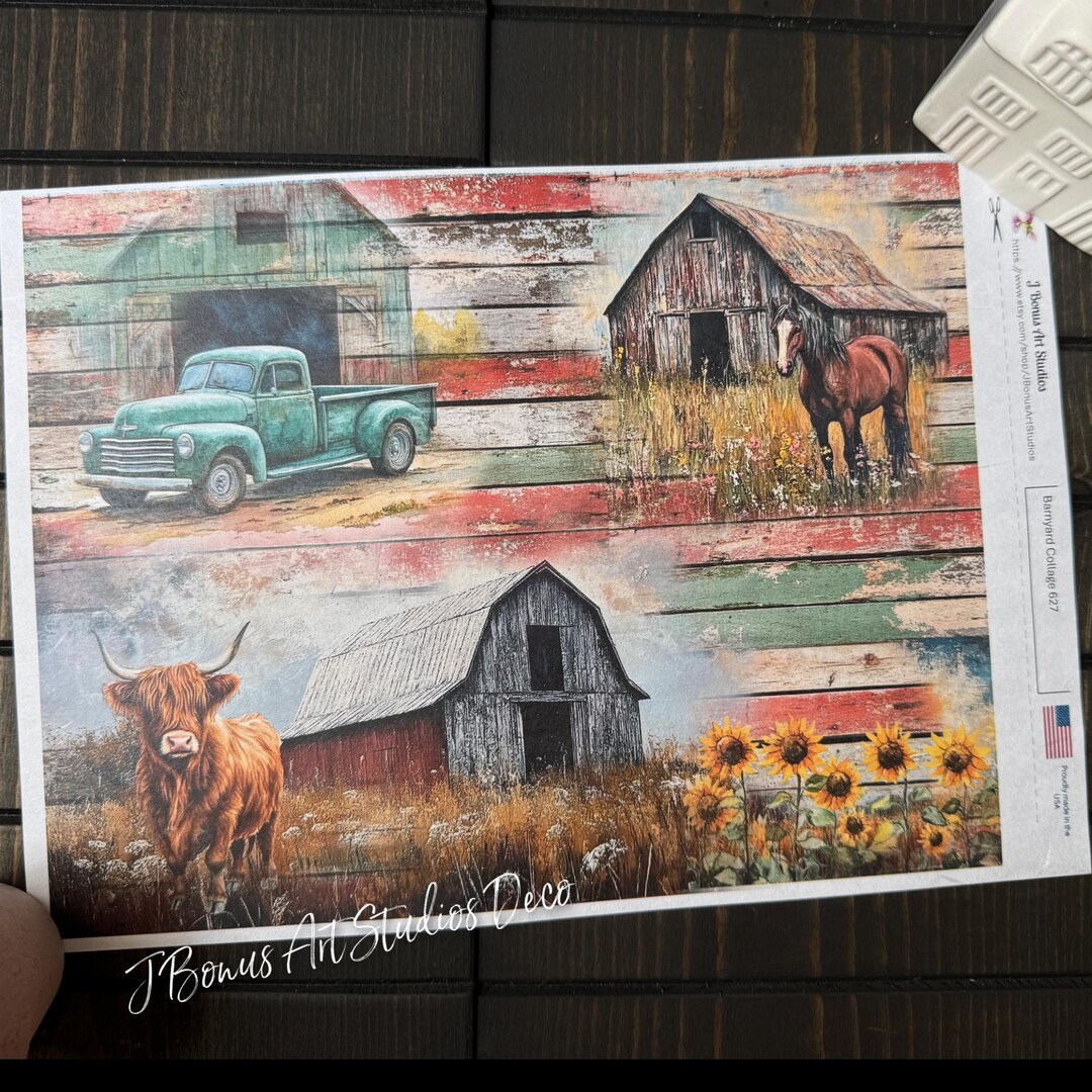 Barn Decoupage A4 Rice Paper, Small DIY Craft Project, Ephemera Junk ...