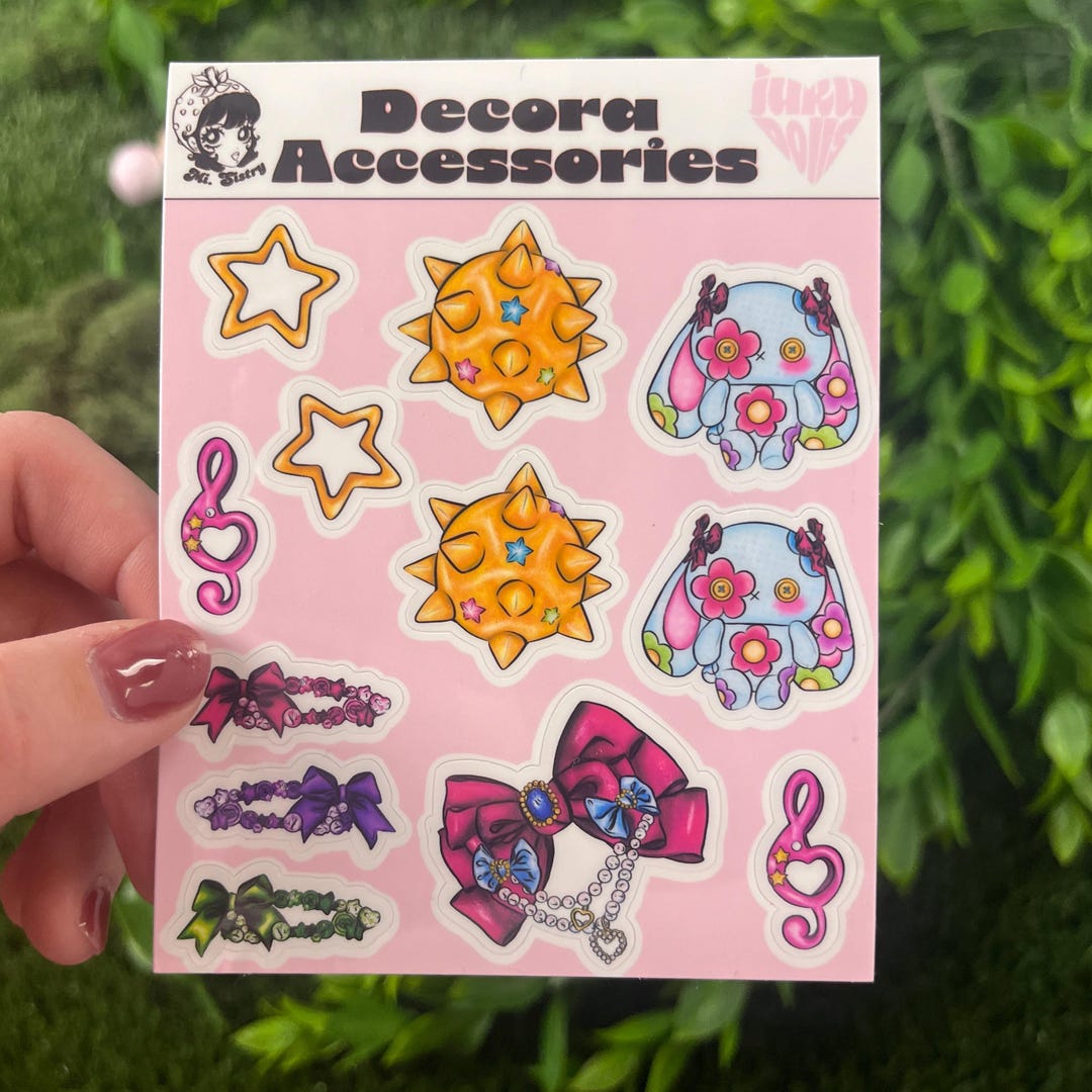 Decora Accessory Sticker Sheet | Kawaii Colorful Stickers - Etsy