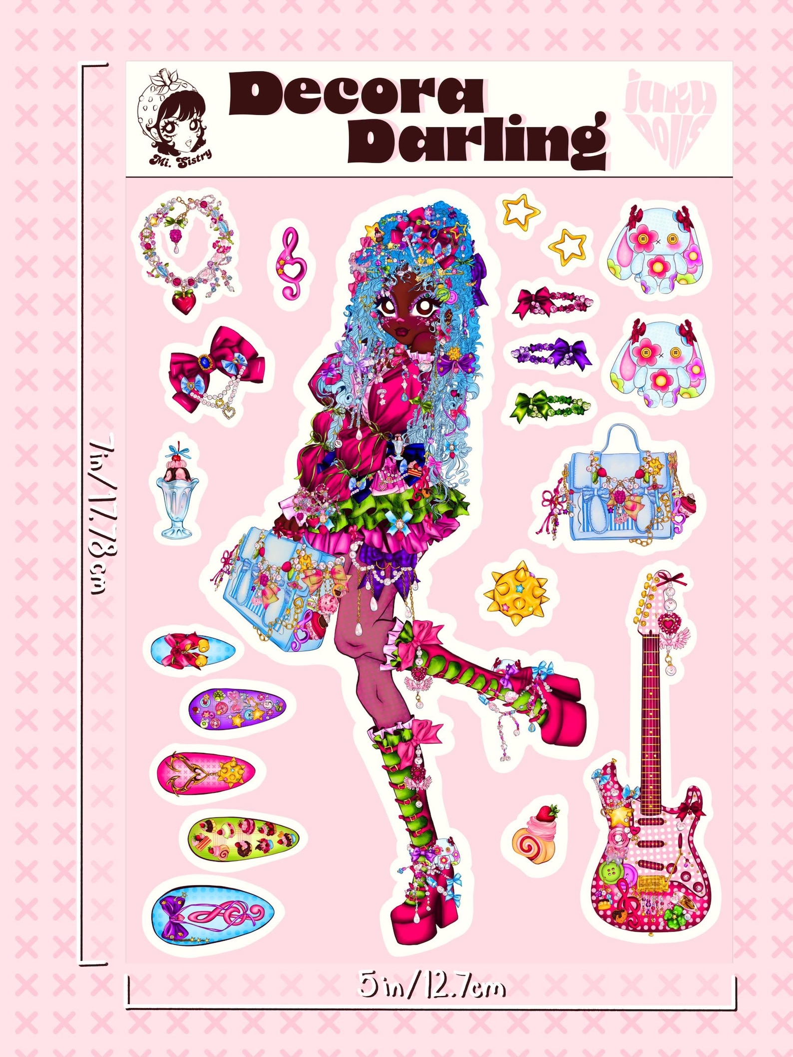 Darling – Decora Fashion Harajuku Sticker Sheet | Juku Dolls - Etsy