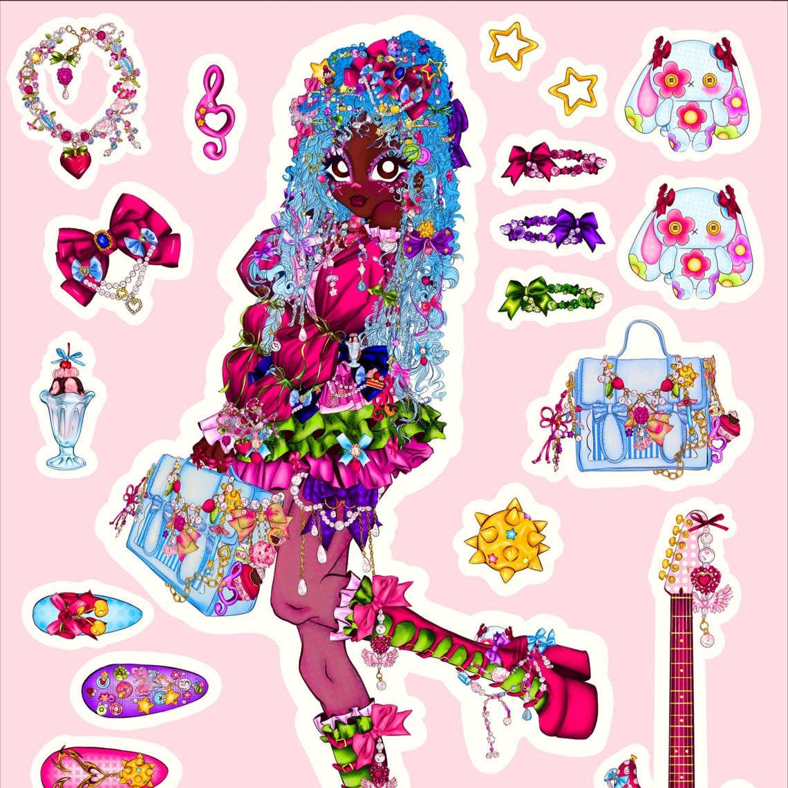 Darling – Decora Fashion Harajuku Sticker Sheet | Juku Dolls - Etsy