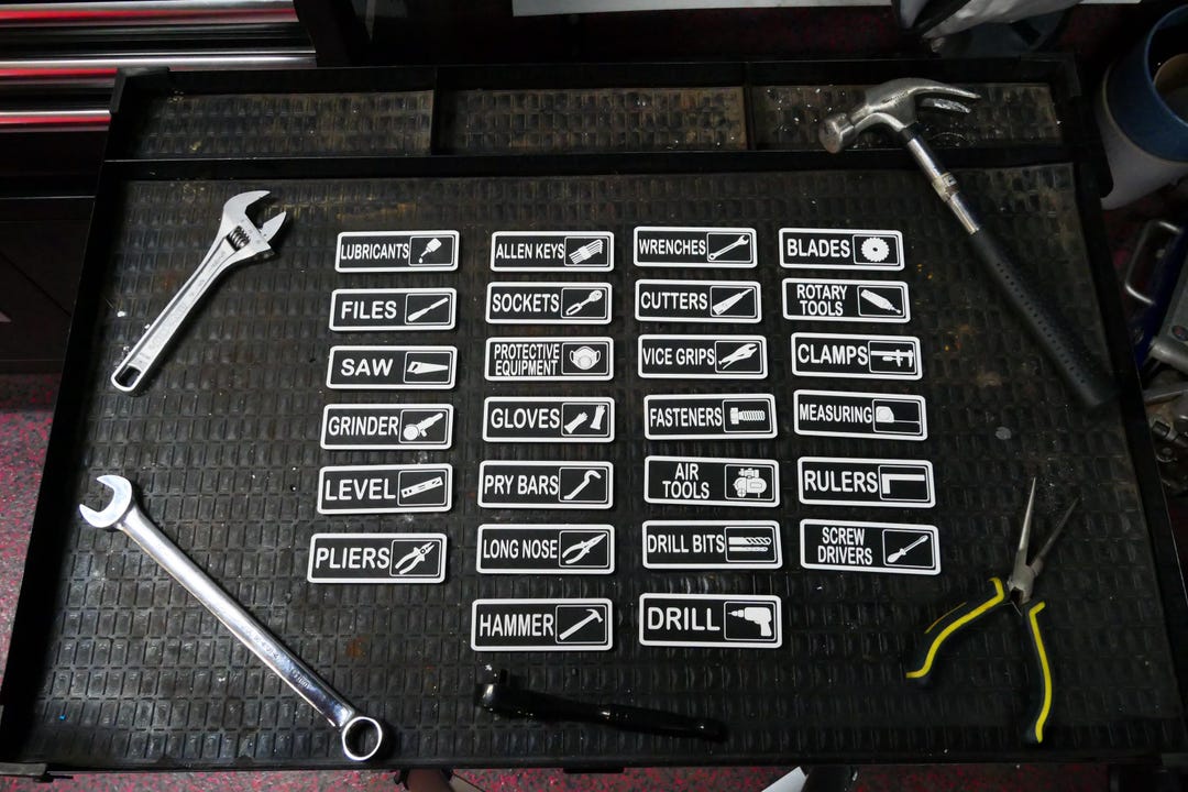 Toolbox Tag Labels (magnetic or Double Sided Tape) - Etsy