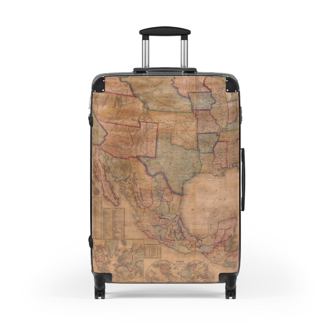 Vintage Travel Map Suitcase: Personalized Luggage for Adventurers - Etsy