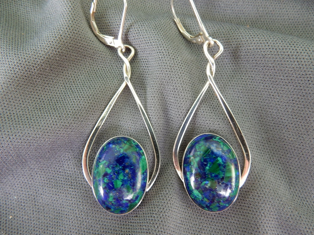 Azurite Teardrop Earrings - Etsy