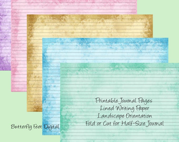 Printable Journal Pages Lined Writing Paper Watercolor Landscape ...