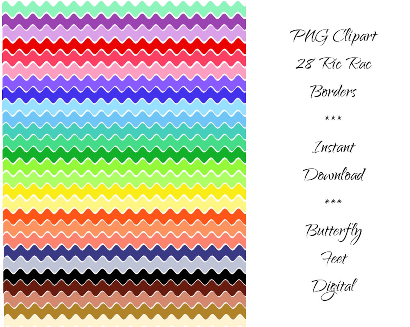 PNG Clipart Borders 28 Digital Ric Rac Borders Photo | Etsy