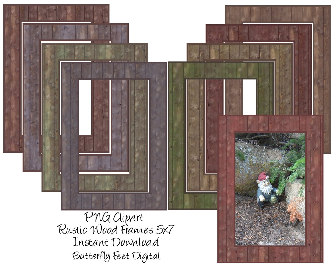 Rustic Wood Picture Frames / Borders PNG Clip Art Digital | Etsy