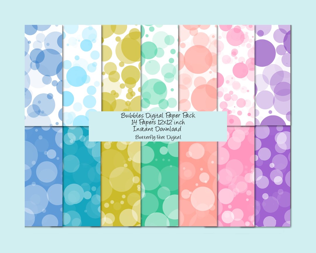 Bubbles Digital Paper Pack 14 Printable Backgrounds Scrapbook Paper ...