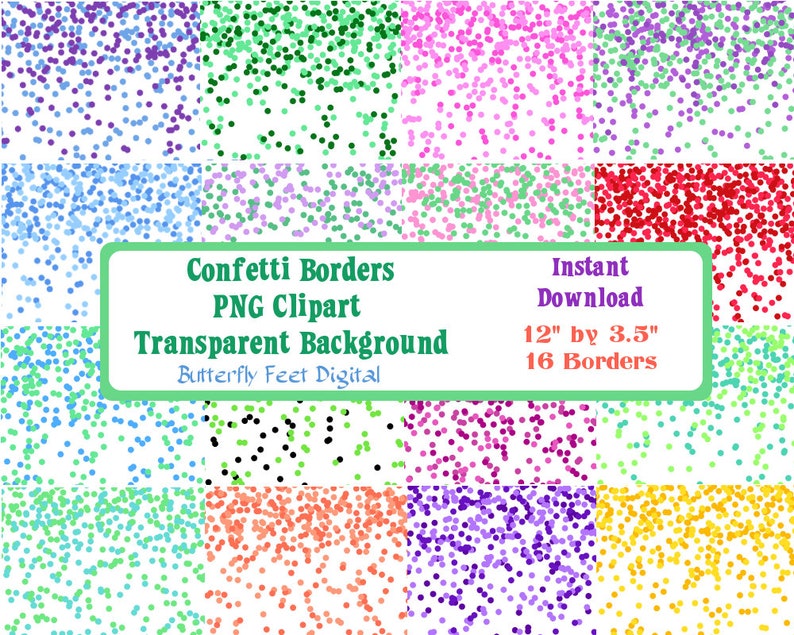 Confetti Sprinkles Clipart PNG Borders Photo Overlay Digital Download ...