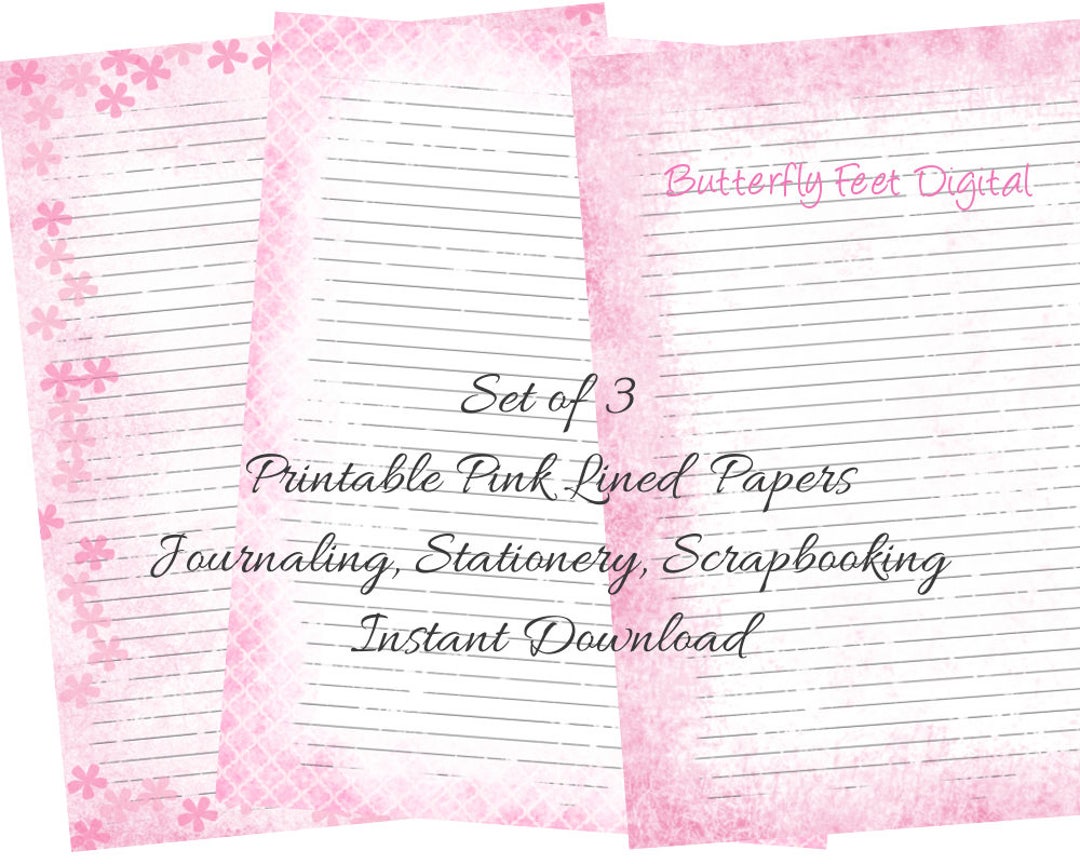Pink Printable Journal Pages / Stationery Lined Writing - Etsy