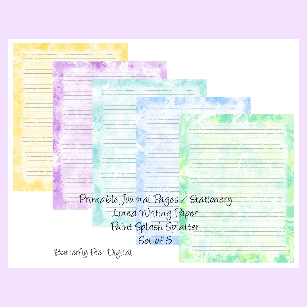 Printable Journal Pages Stationery Lined Writing Paper Watercolor Paint ...