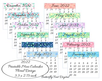2022 Mini Calendar Printable - Etsy
