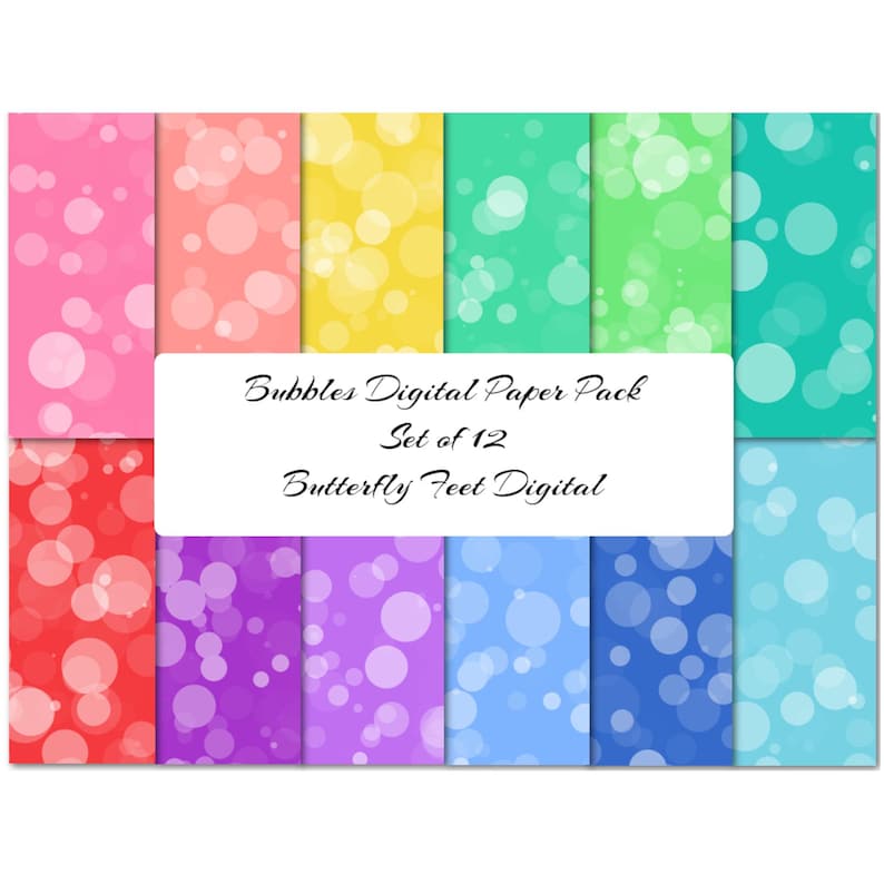 Bubbles Digital Paper Pack 12 Printable Background Designs Digital ...