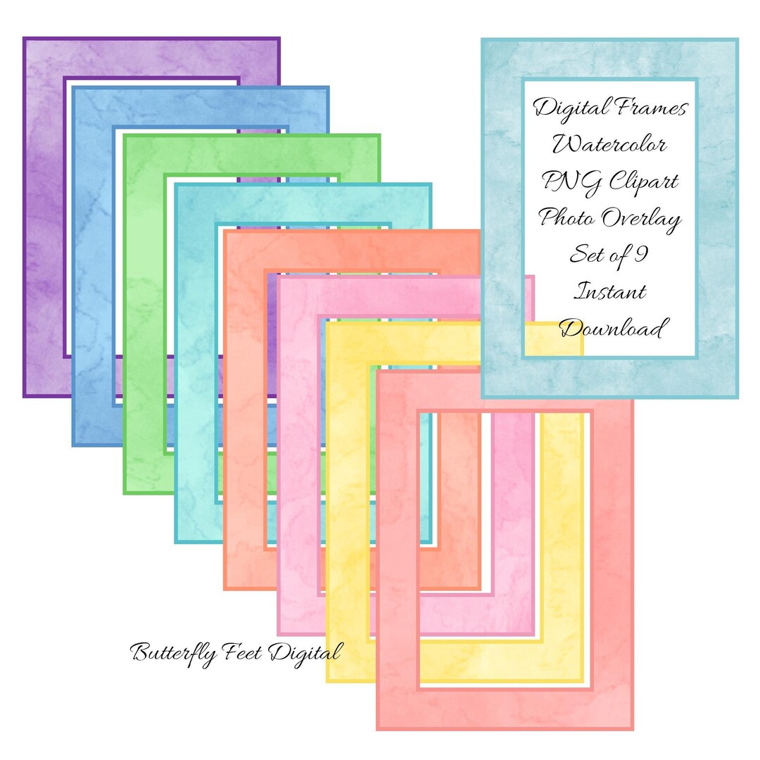 Watercolor Picture Frames PNG Clipart Digital Frames Photo Overlay 5 X ...