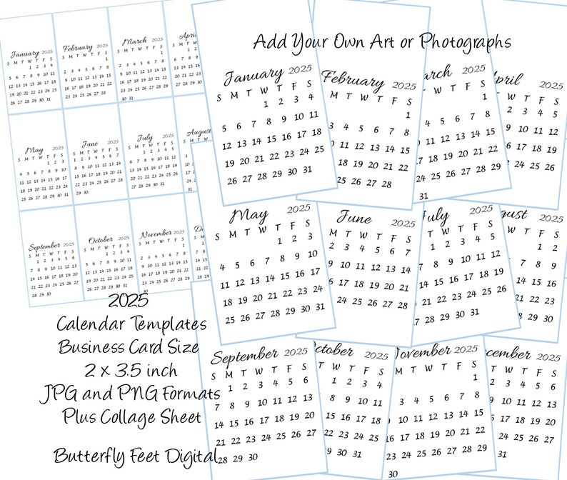 Printable 2025 Mini Calendar Templates Business Card Size 2x3.5 Inch ...