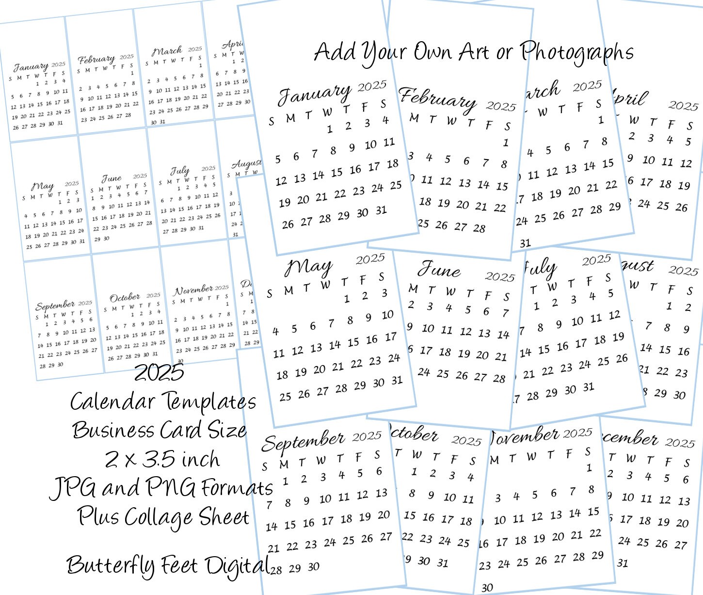 Printable 2025 Mini Calendar Templates Business Card Size 2x3.5 Inch ...
