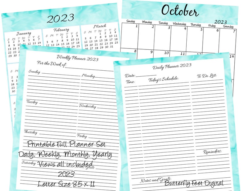 Printable 2023 Planner Full Set Daily Weekly Yearly and - Etsy