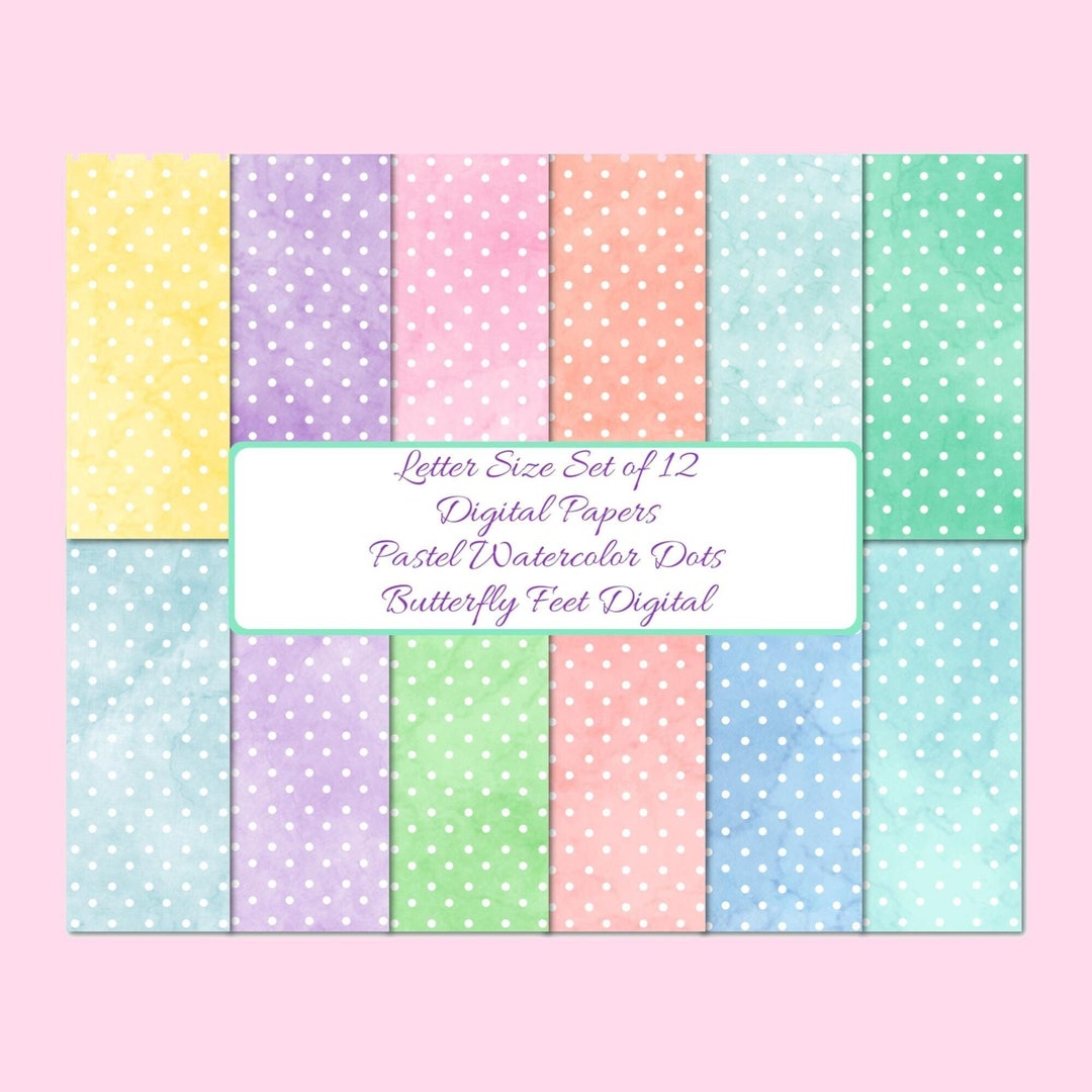 Digital Paper Pastel Colors 8.5 X 11 Letter Size Watercolor Dots ...
