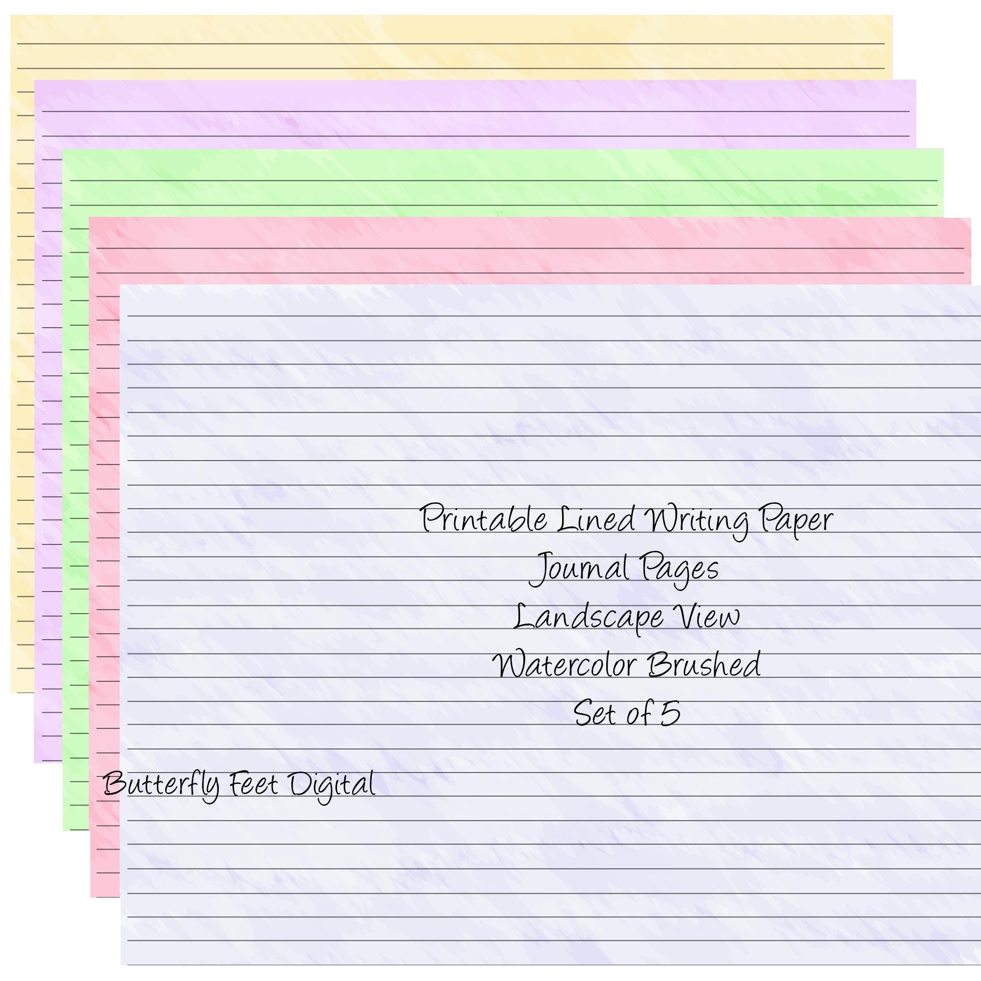 Printable Lined Writing Paper Stationery Journal Pages Watercolor ...