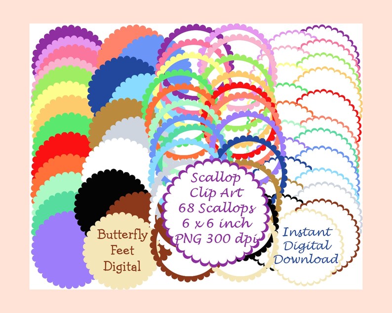 Scallop Circles PNG Clipart Photo Overlay Digital Download - Etsy