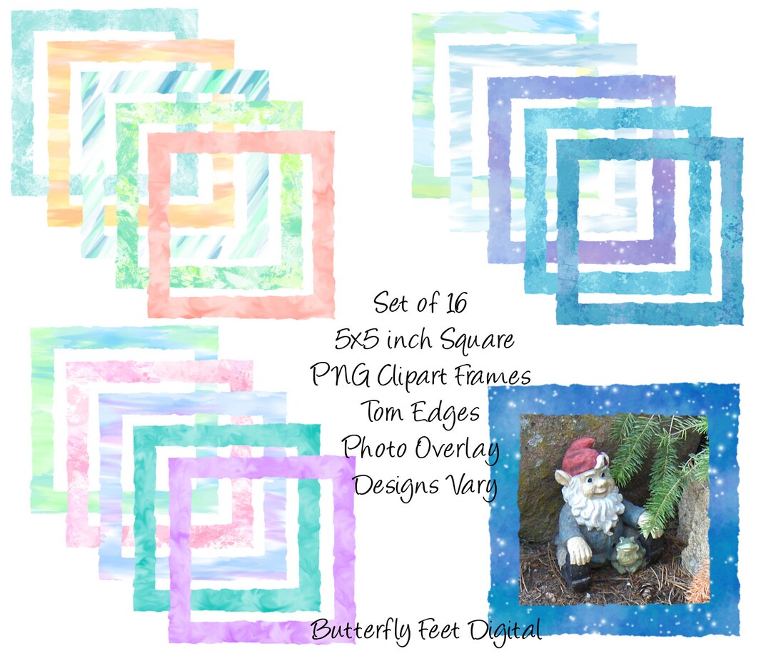 Clipart Frames PNG 5x5 Inch Square Torn Edge Scrapbook Picture Photo ...